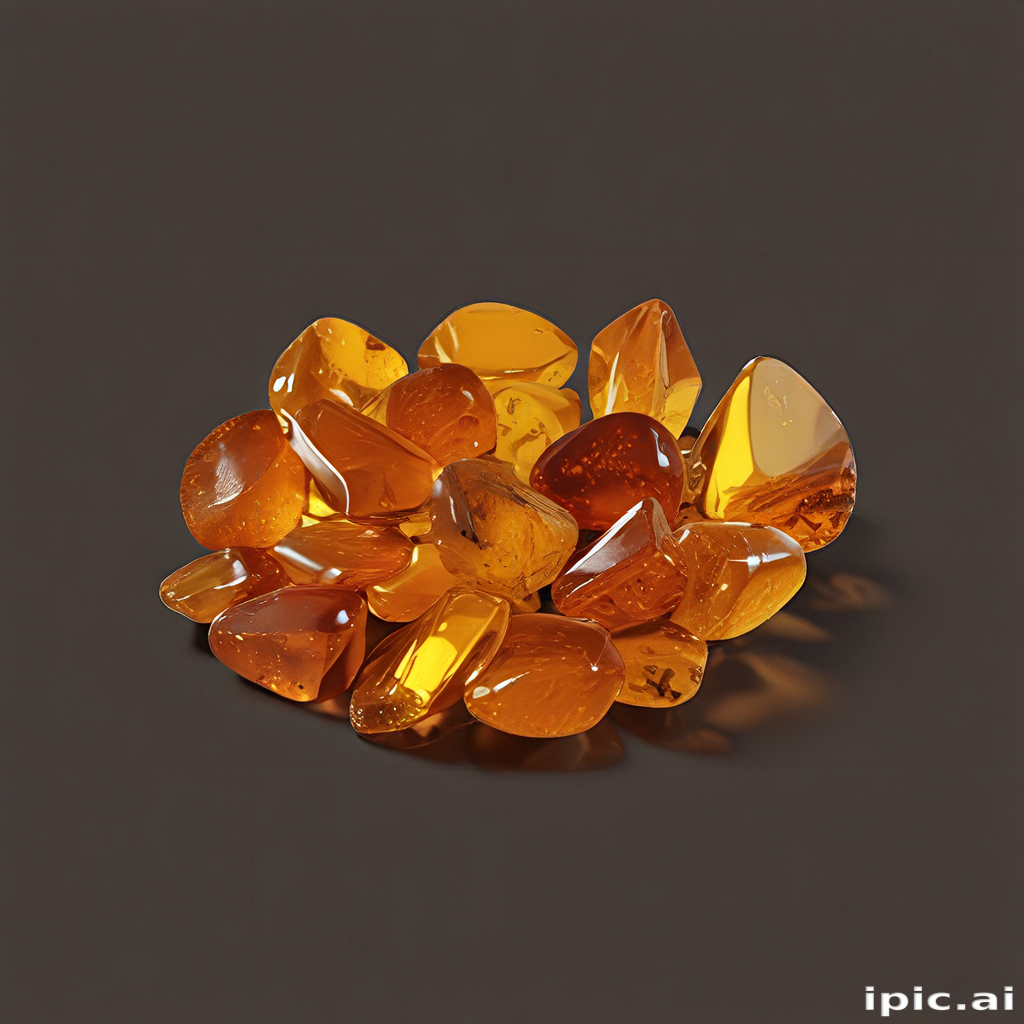 Beautiful Collection of Polished Amber Stones Displayed on a Dark ...