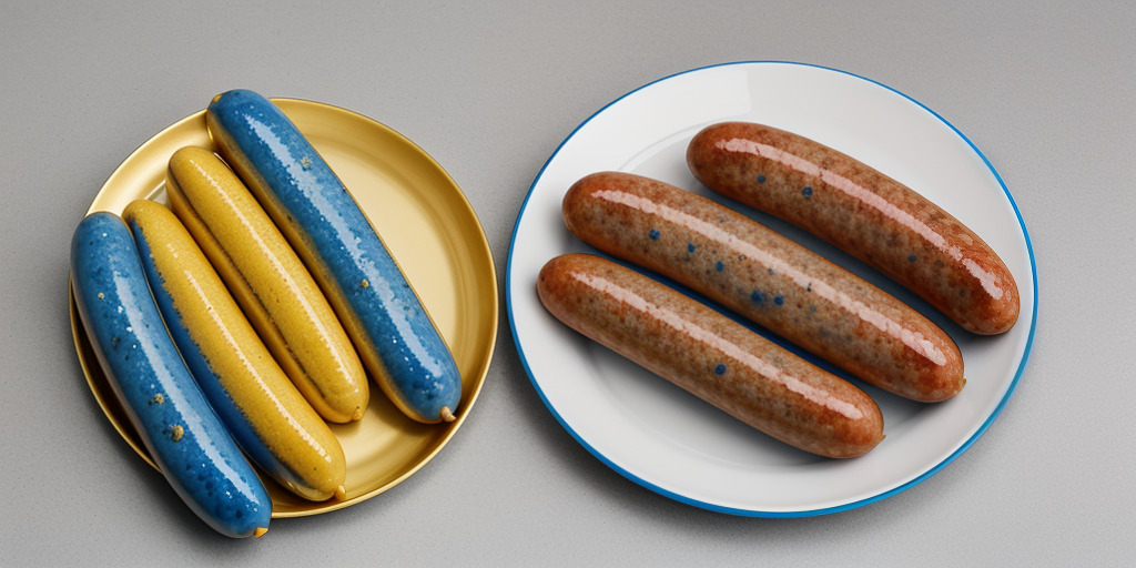 Colorful Sausages on Plates: A Unique Culinary Presentation of Flavors