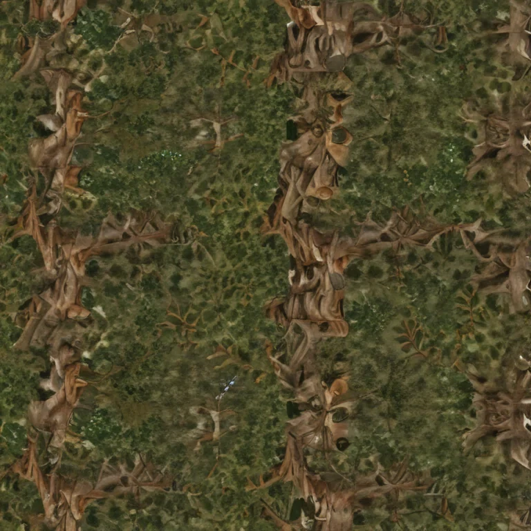 Seamless Forest Texture Featuring Rich Greenery and Twisted Tree Roots