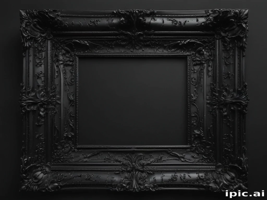 Intricately Designed Black Frame Against a Dark Background for Artistic ...