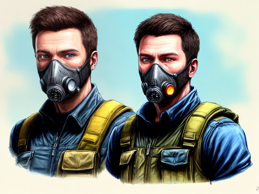 drawing of a dayz guy with a vest and gas mask