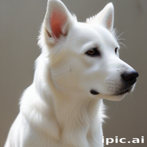 A Beautiful White Dog with Striking Features and Gentle Expression.