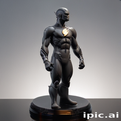 Dynamic Black and Silver Superhero Figurine with Illuminated Chest ...