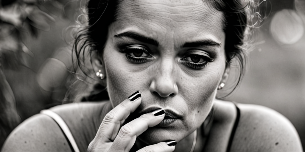 Sad woman smoking In black and white