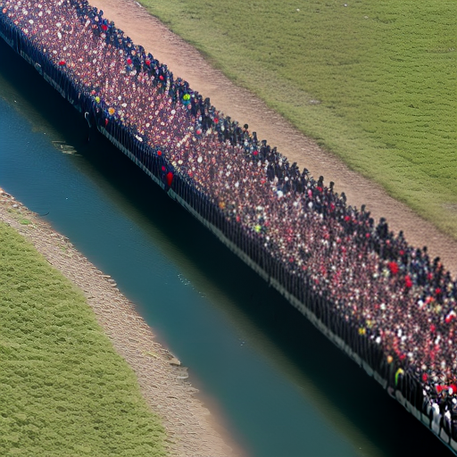 Picture of groups crossing borders