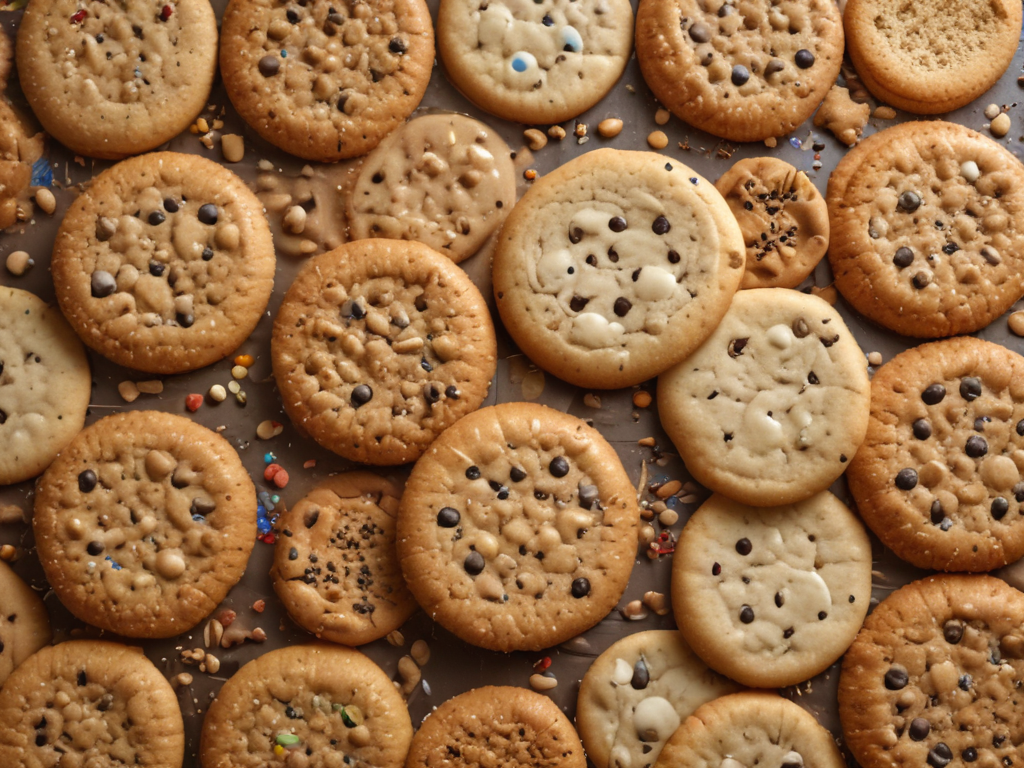 A Delightful Array of Homemade Cookies with Various Tasty Ingredients.