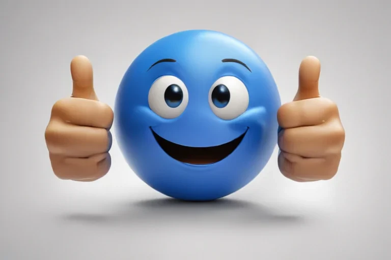 Cheerful Blue Character Giving Two Thumbs Up with a Big Smile