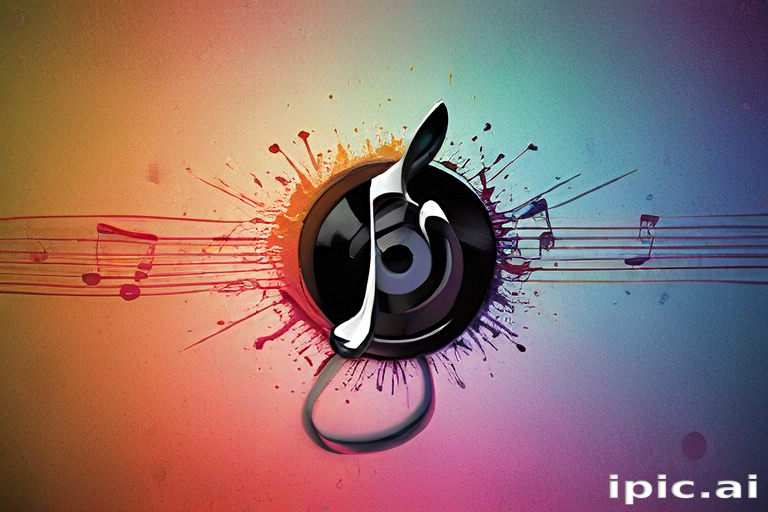 Vibrant Music Notes and Vinyl Record with Colorful Splash Background Design