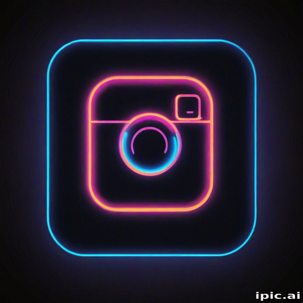 Vibrant Neon Instagram Logo Illuminated Against a Dark Background