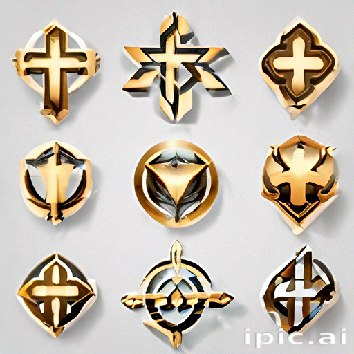 Collection of Intricate Gold Symbols Featuring Various Religious and ...