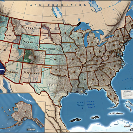 Detailed Historical Map of the United States with Geographic Divisions ...
