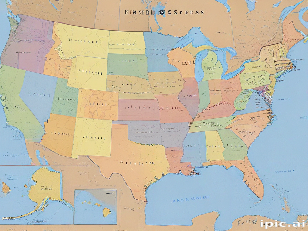 Detailed Map of the United States Highlighting States and Major Features