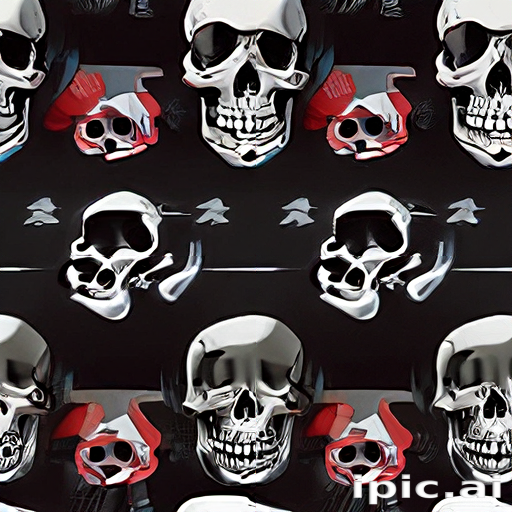 Intricate Pattern of Metallic Skulls with Vibrant Red Accents on Black ...