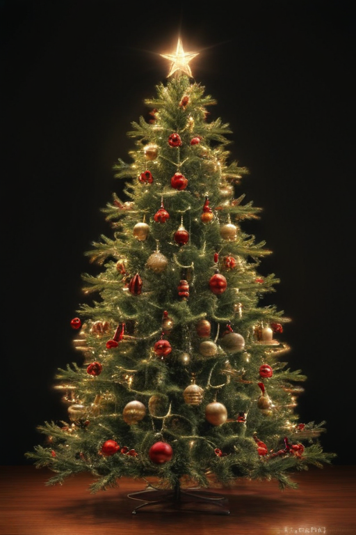 Beautifully Decorated Christmas Tree Illuminated with Warm Lights and ...