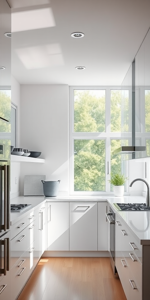 Bright and Modern Kitchen Design with Natural Light and Sleek Finishes
