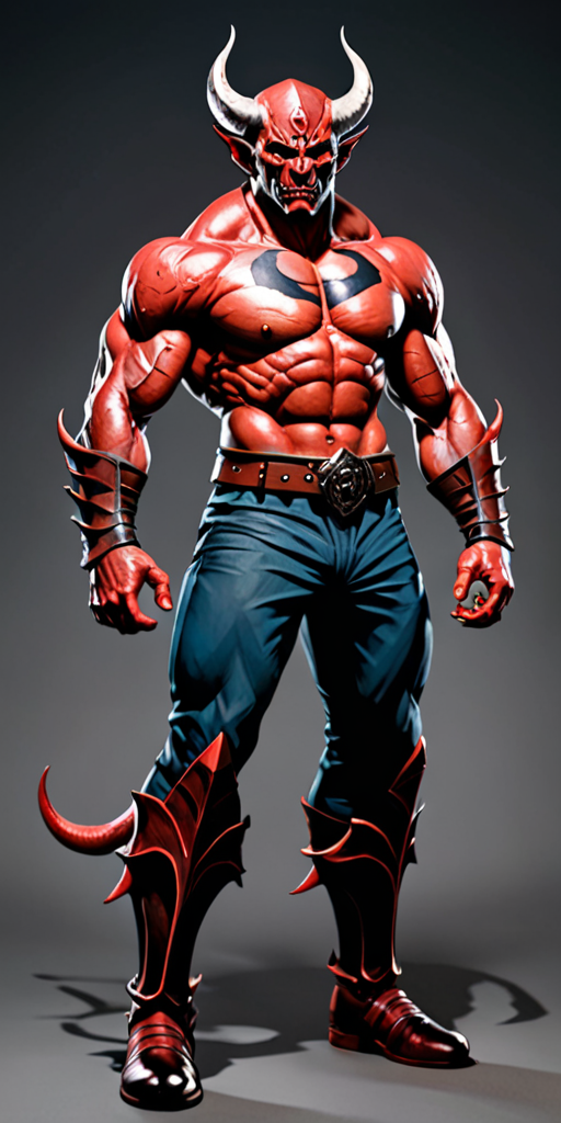 A demon fighter from the underworld, full body