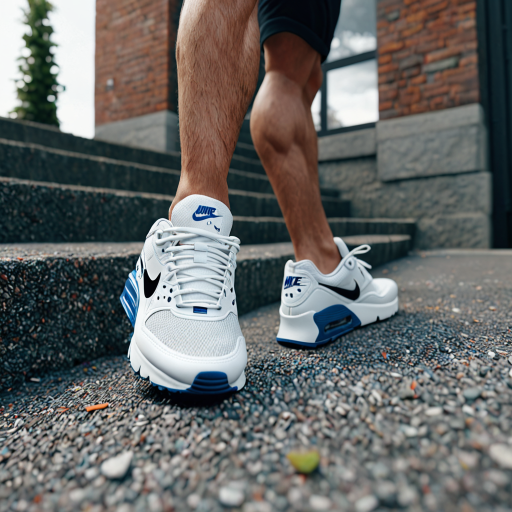 white parallel hero running with Nike Air Max sneakers, cinematic movie ...