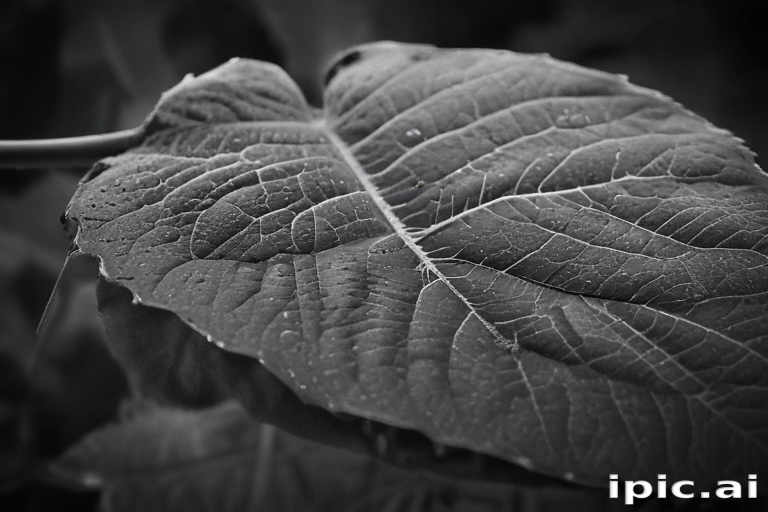 Close-Up of a Textured Leaf Showcasing Intricate Patterns and Details
