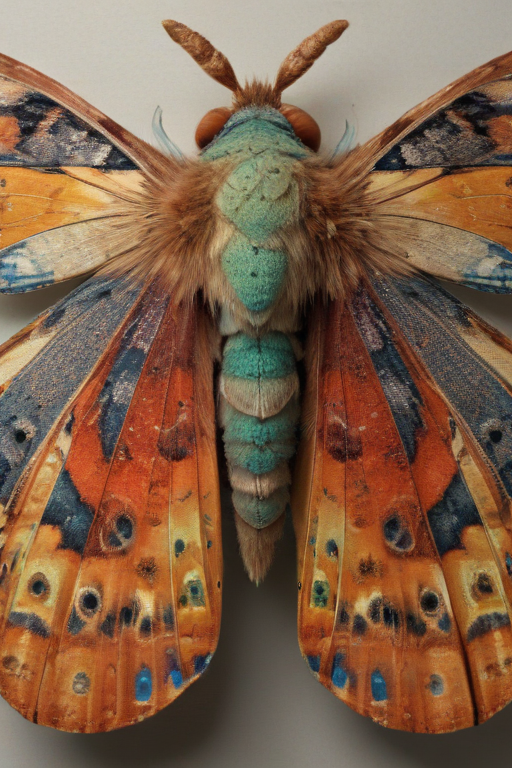 A Stunning Close-Up of a Colorful Moth with Exquisite Patterns and Textures