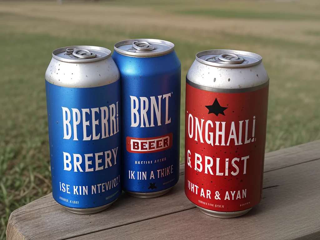 Colorful Beer Cans Displayed on a Table Outdoors in Natural Light