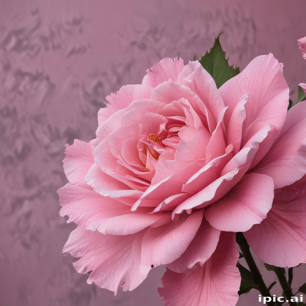 Elegant Pink Rose Blooming Against a Soft, Subtle Pink Background