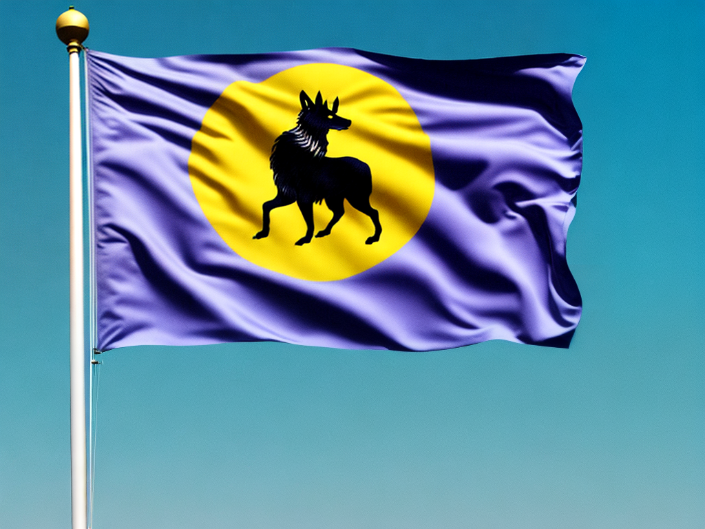 Dacian wolf flag with Romanian national flag