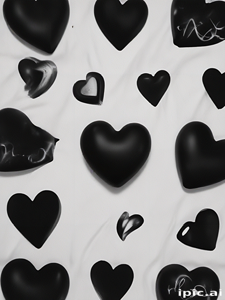 An Artistic Collection of Black Hearts on a Light Background