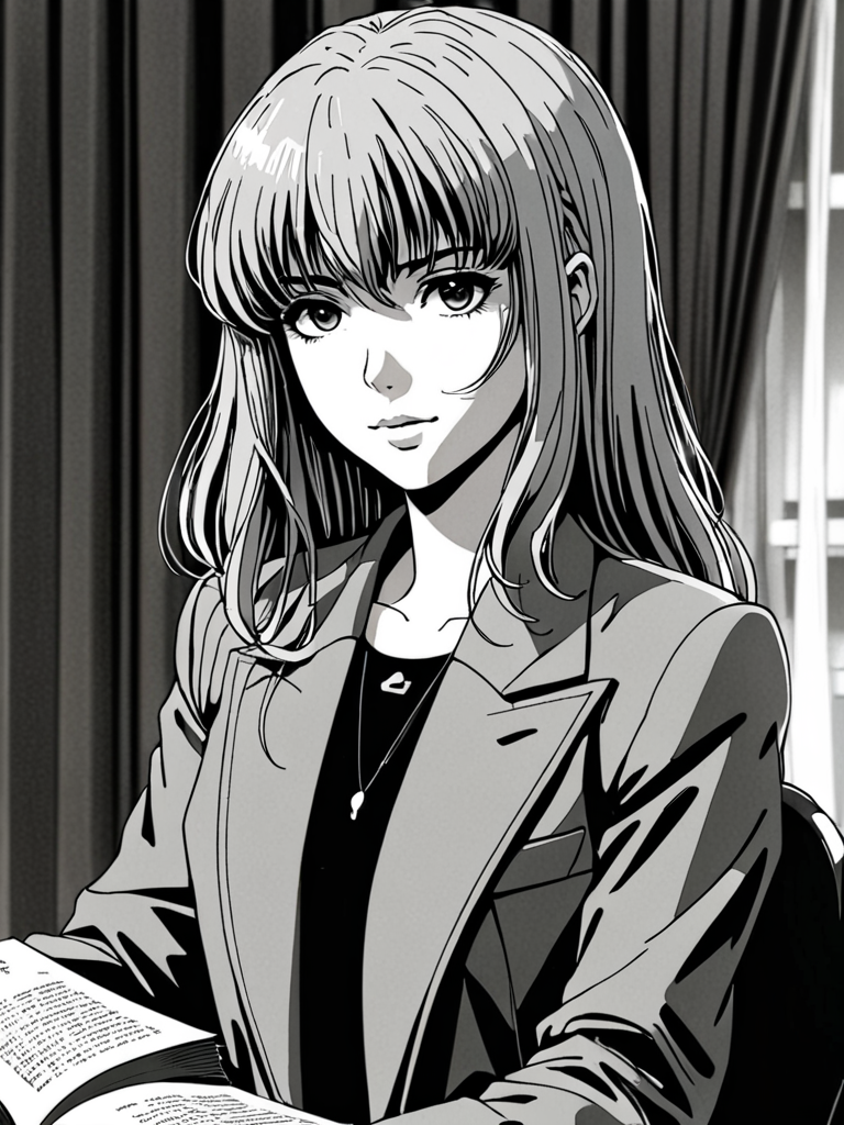 oversize blazer, girl, manga, ghost in a shell, black and white, dark ...