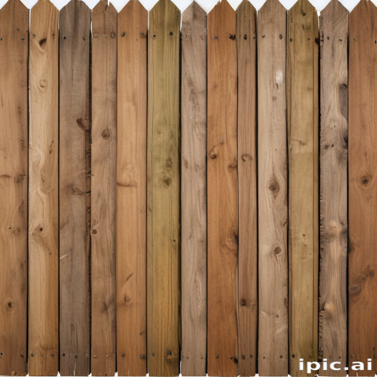 Close-Up View of a Wooden Fence with Varied Natural Tones and Textures