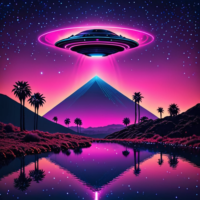 Synthwave triangle ufo