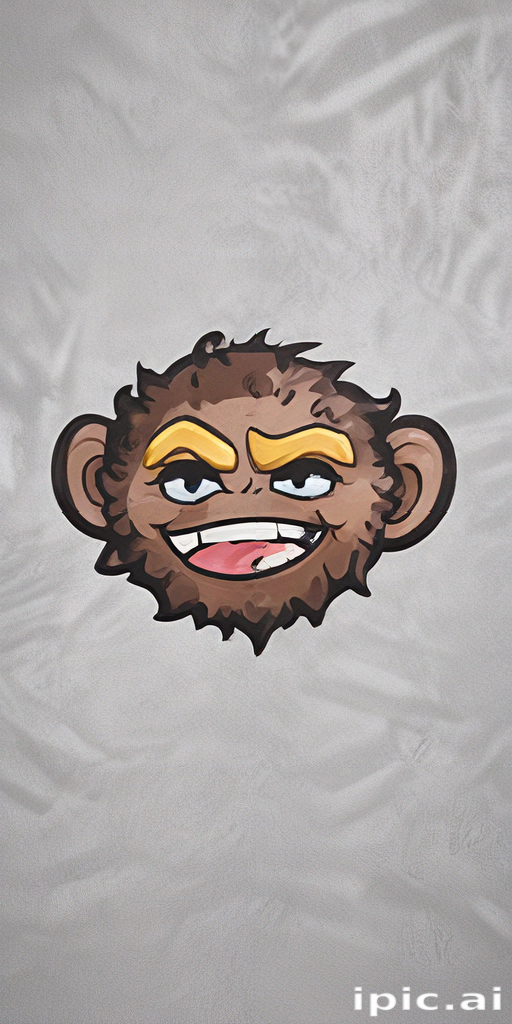 Cheeky Cartoon Monkey Face with Playful Expression and Bold Features