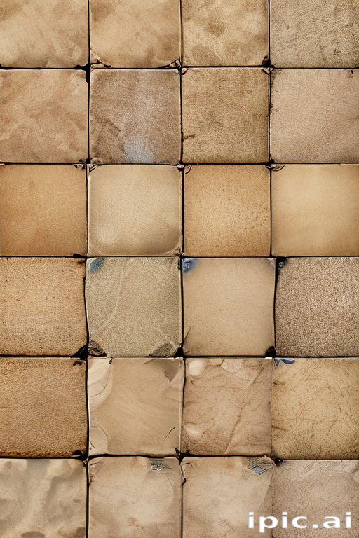 Textured Arrangement of Light Brown Leather Squares in a Grid Pattern