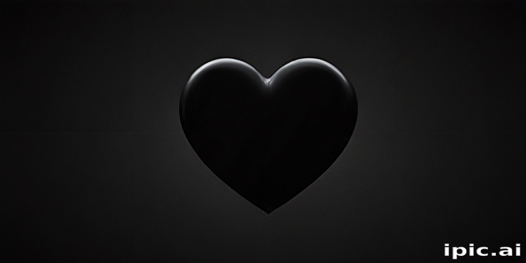 A Glossy Black Heart Symbolizing Love and Elegance on a Dark Background