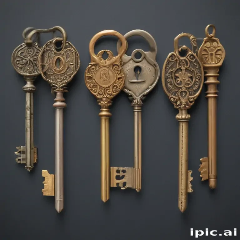 An Elegant Collection of Vintage Keys with Intricate Designs and Details