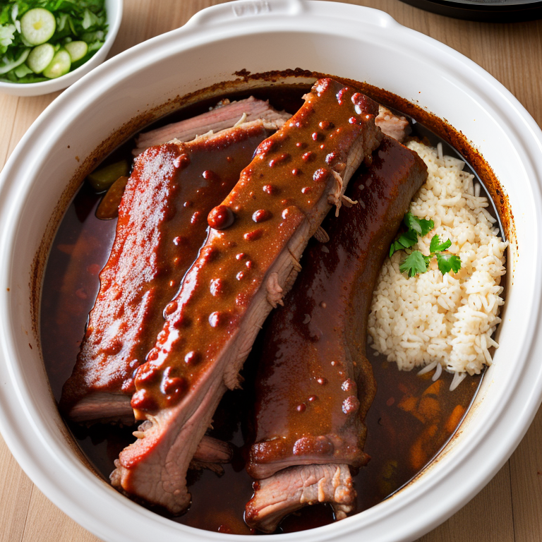 Delicious Braised Beef Ribs Served with Fluffy White Rice and Sauce