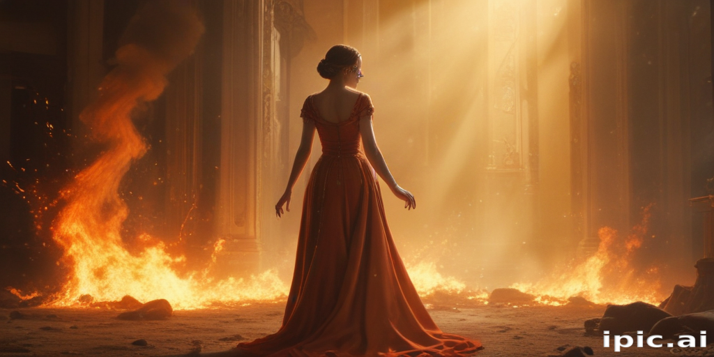 A Mysterious Figure in a Fiery Realm Awaits a Transformative Journey