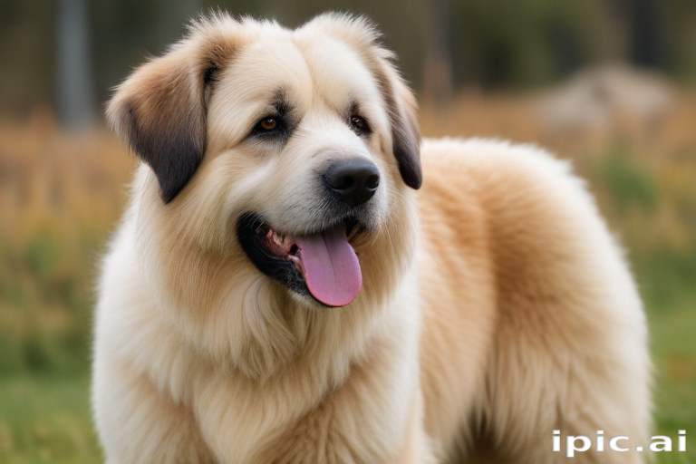A Playful Dog with Fluffy Fur Enjoying a Sunny Day Outdoors.