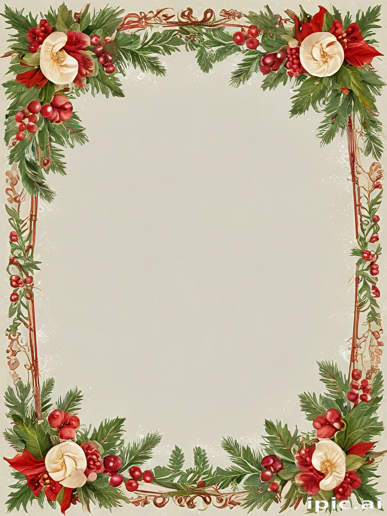 Festive Holiday Frame with Elegant Floral Decorations for Seasonal ...