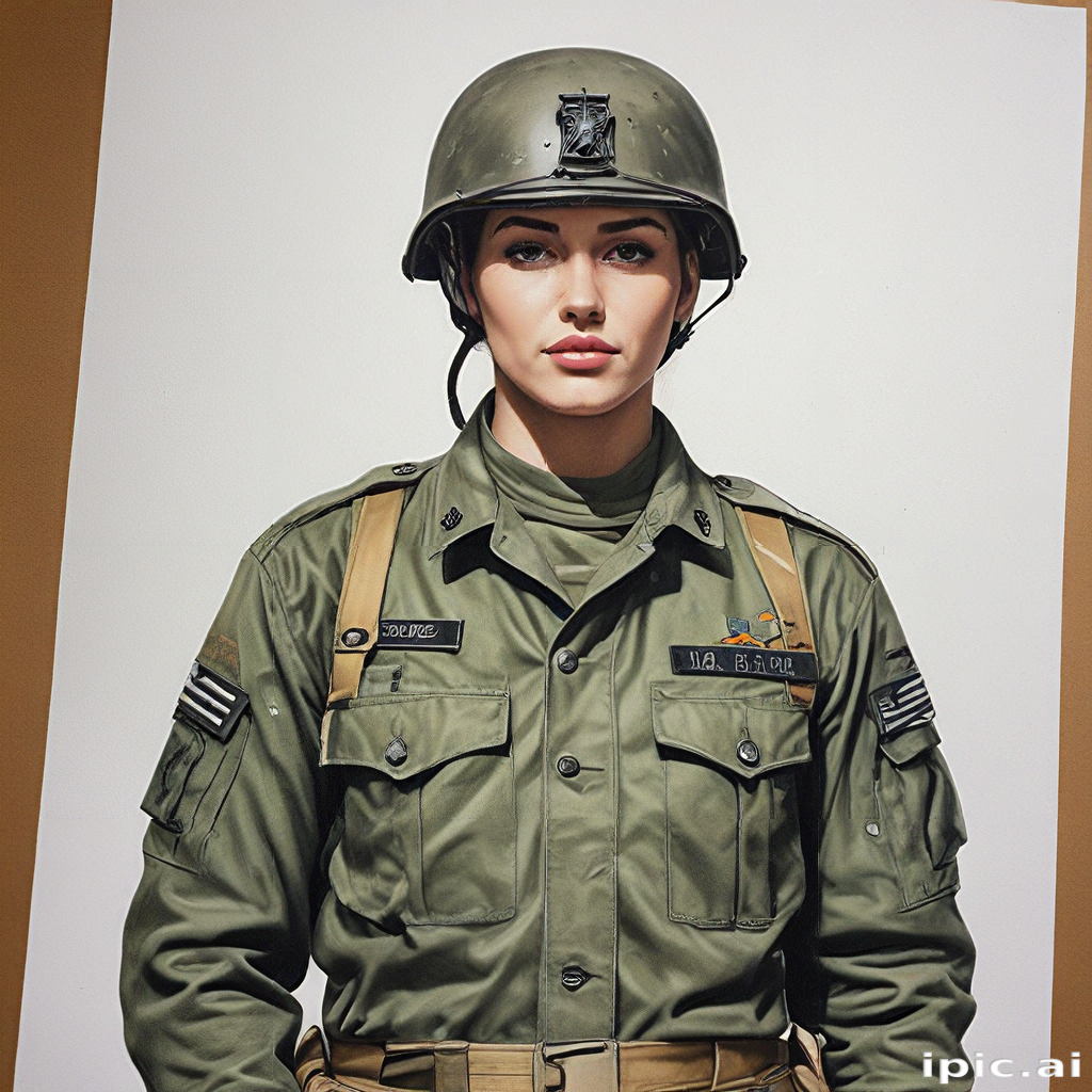 Portrait of a Military Soldier in Uniform with Helmet and Gear
