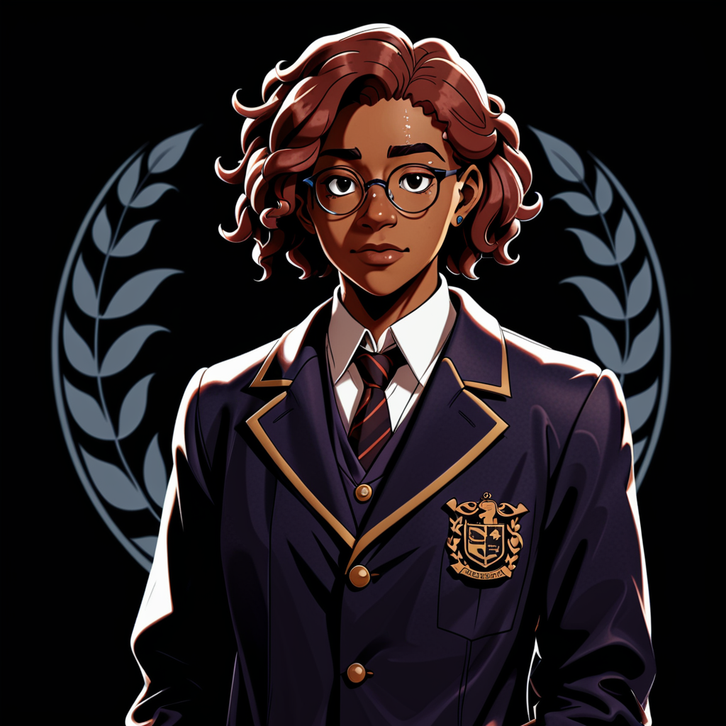 Confident Student Leader in Formal Attire Against a Bold Background
