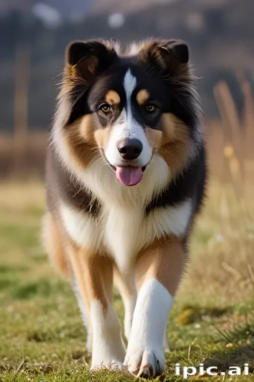 A Playful Dog Strolling Through a Sunny Meadow on a Beautiful Day