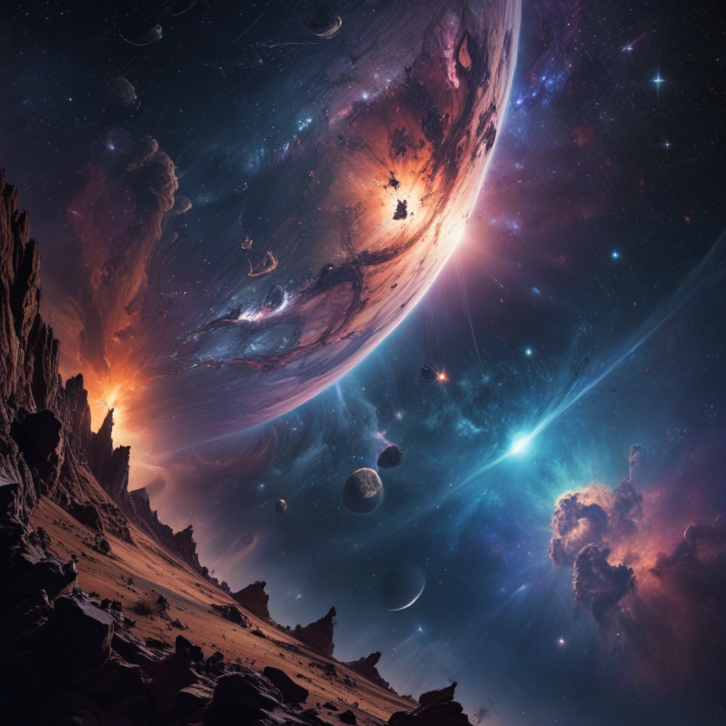 Stunning Cosmic Landscape Featuring Vibrant Planets and Celestial ...