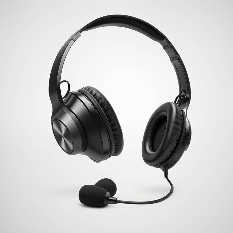Stylish Black Headphones with Built-In Microphone for Enhanced Audio ...