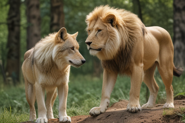 wolf and lion realistc