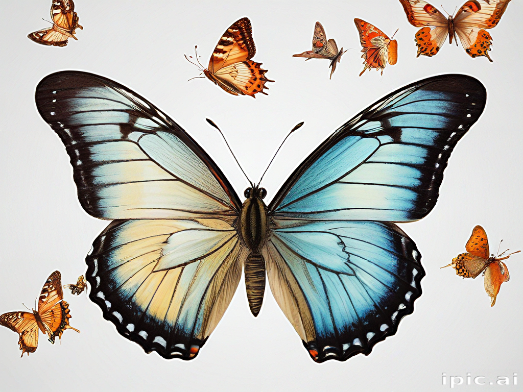 Colorful Display of Butterflies with Intricate Patterns and Vibrant Wings