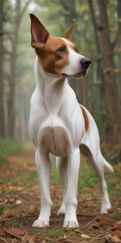 Majestic Dog Standing Proudly Amidst a Serene Forest Pathway