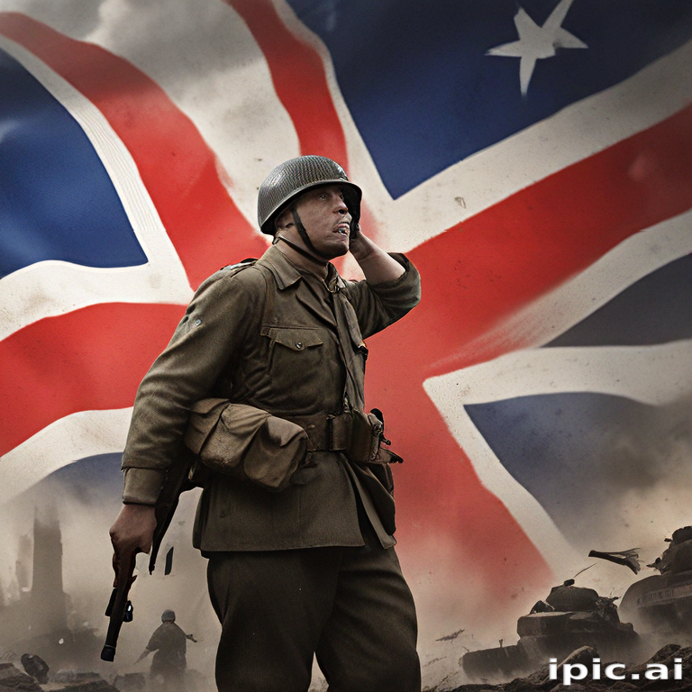 Brave Soldier Standing Tall Against the Backdrop of Historic Conflict