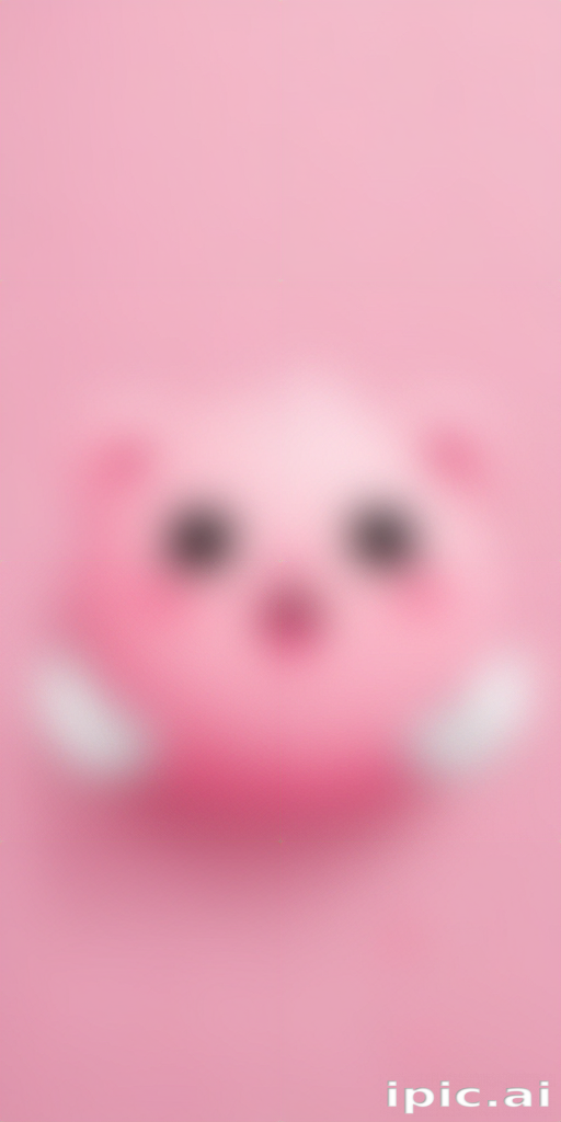 Adorable Pink Character with Cute Features Against a Soft Pink Background