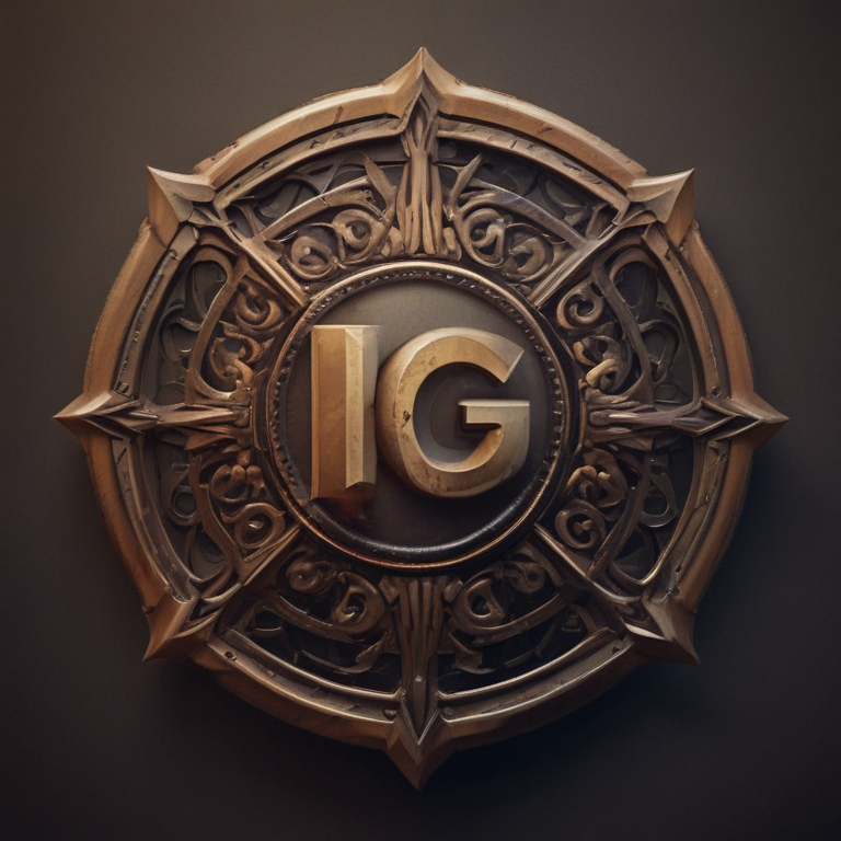 Intricate Decorative Emblem Featuring the Letters 'IG' in Ornate Design