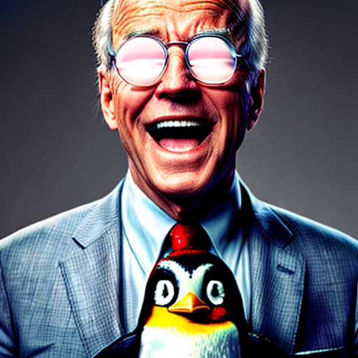 President Biden combined with linux penguin